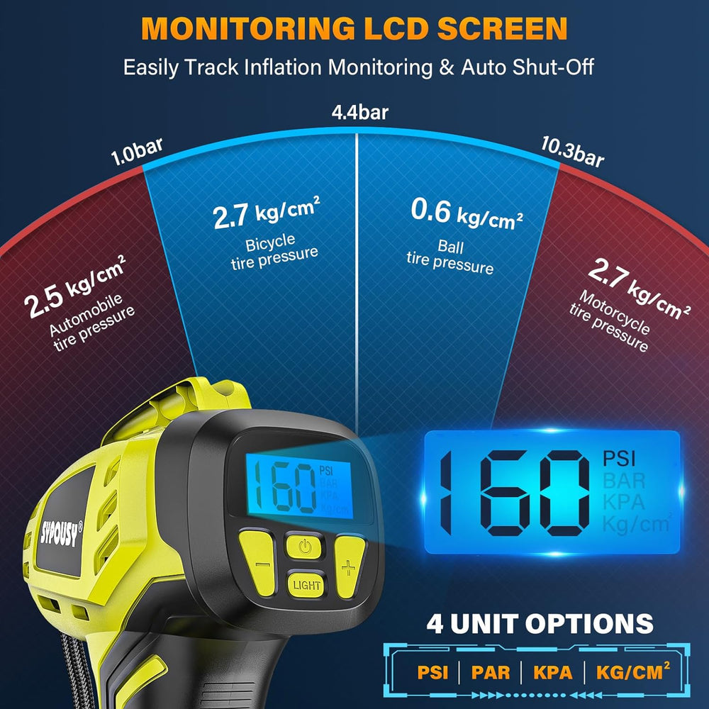 Cordless Tire Inflator – Portable 20V Air Pump with Dual Power Modes f ...