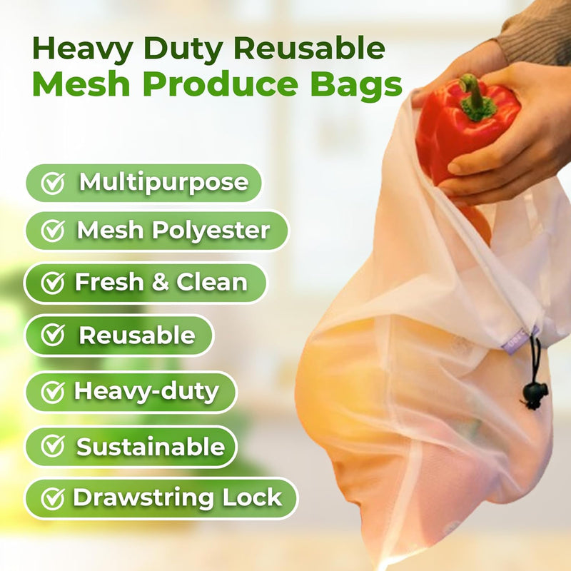 Reusable Produce Bags, Various Sizes, Farmers Market Bags, Washable Sh ...