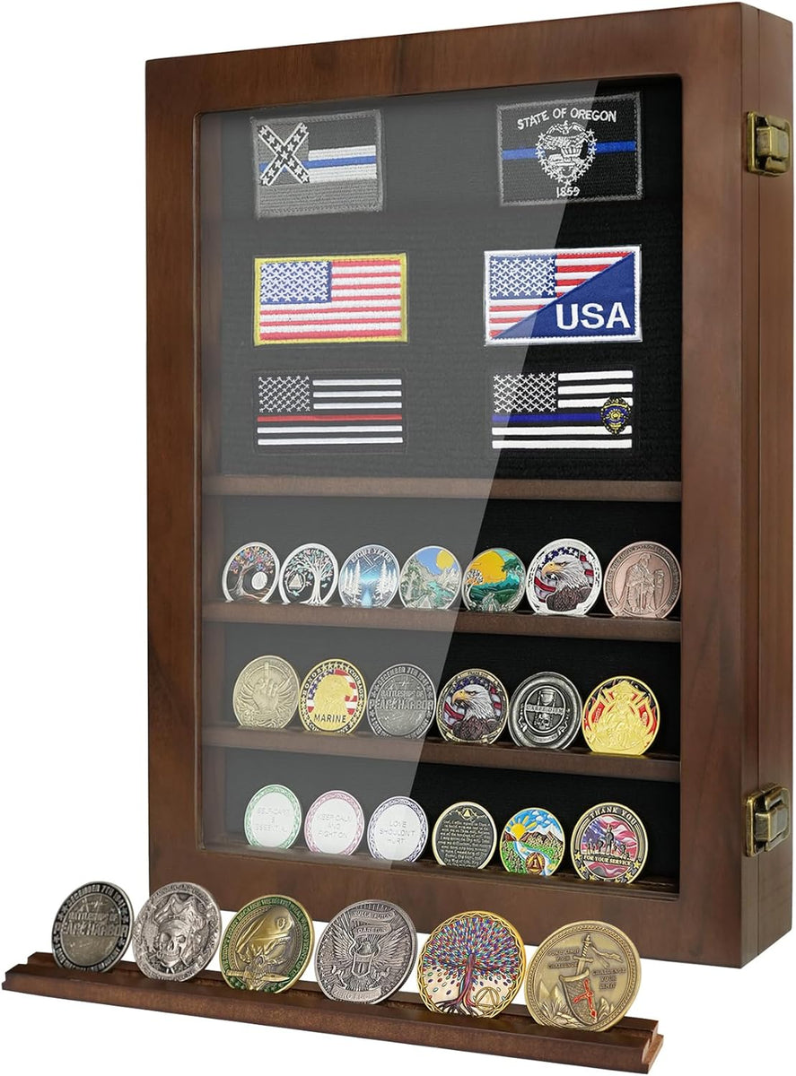 Lockable Wooden Military Challenge Coin Display Cabinet | Eco Trade Company