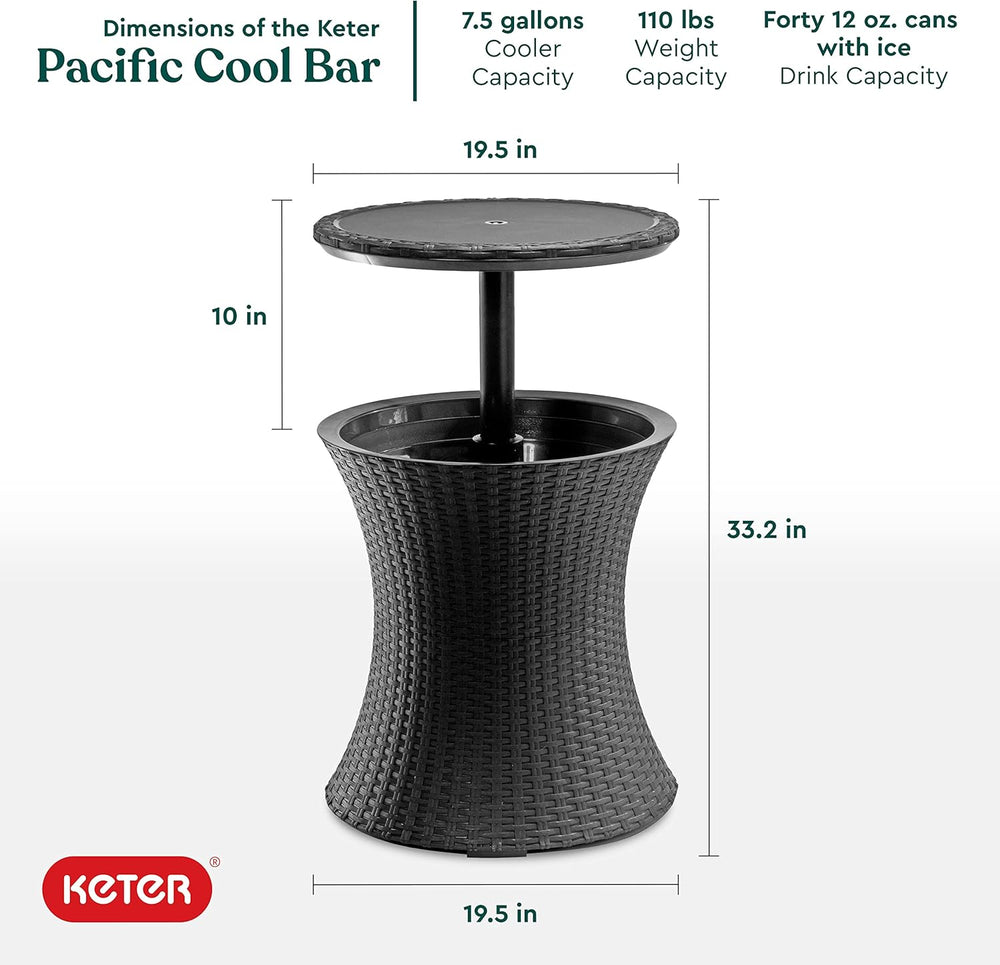 Cool Bar Outdoor Patio Furniture and Hot Tub Side Table with 7.5 Gallo ...