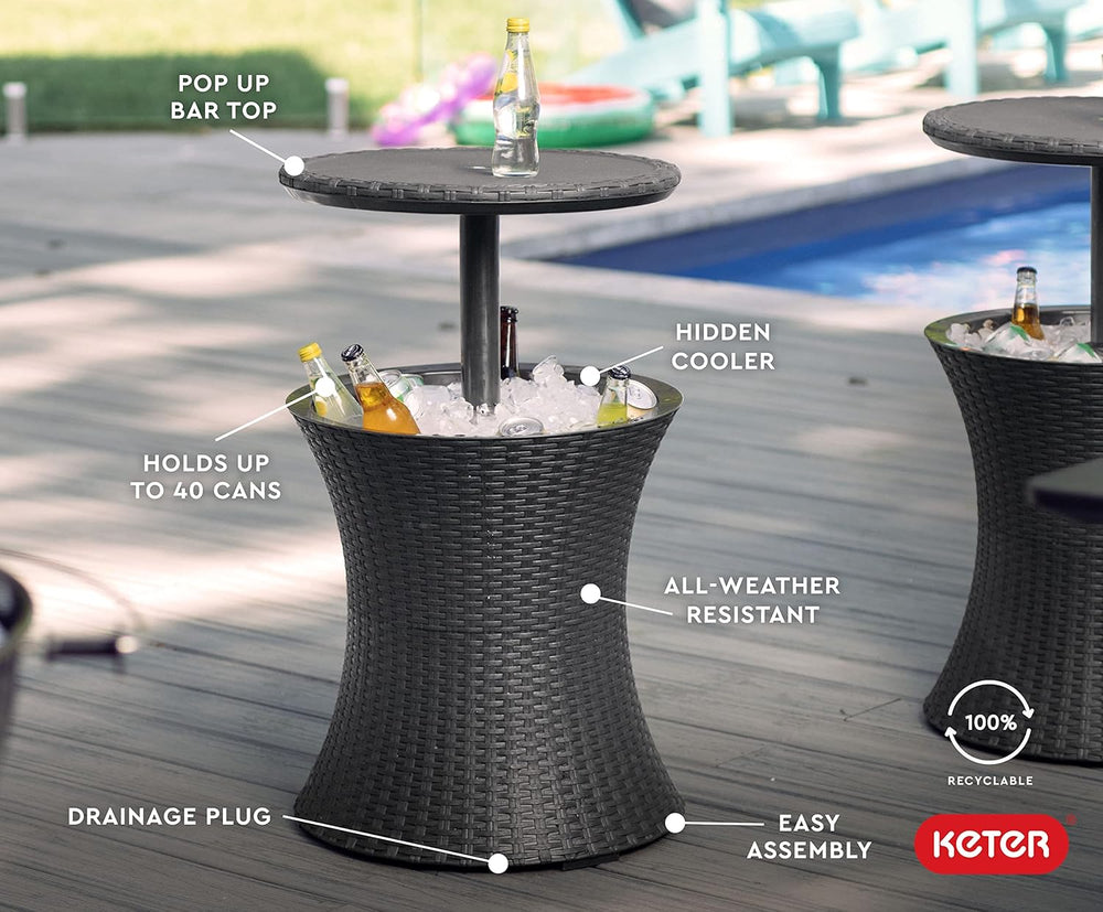 Cool Bar Outdoor Patio Furniture and Hot Tub Side Table with 7.5 Gallo ...