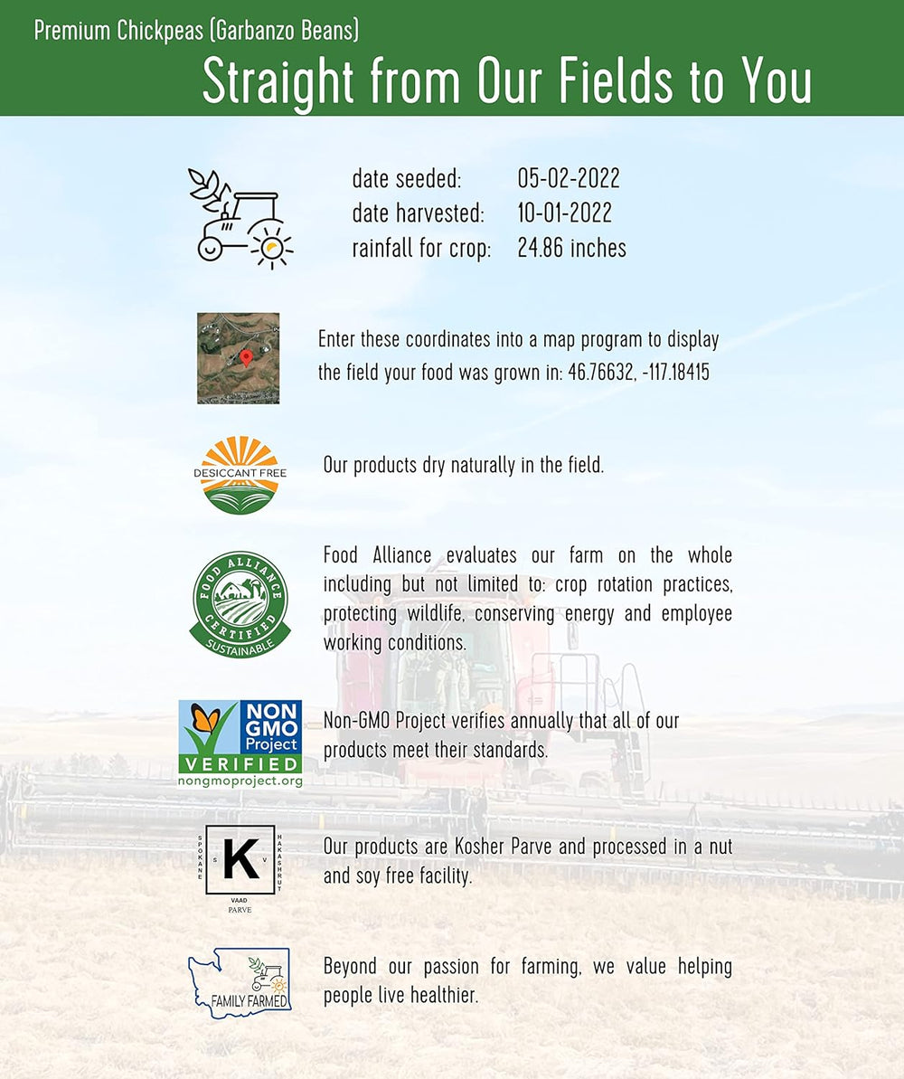 Chickpeas, Garbanzo Beans, 4 LBS, 2 Packs, Family Farmed in Washington ...