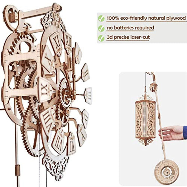 Pendulum Wall Clock Kit to Build, Wooden DIY 3D Wooden Puzzle – Eco ...