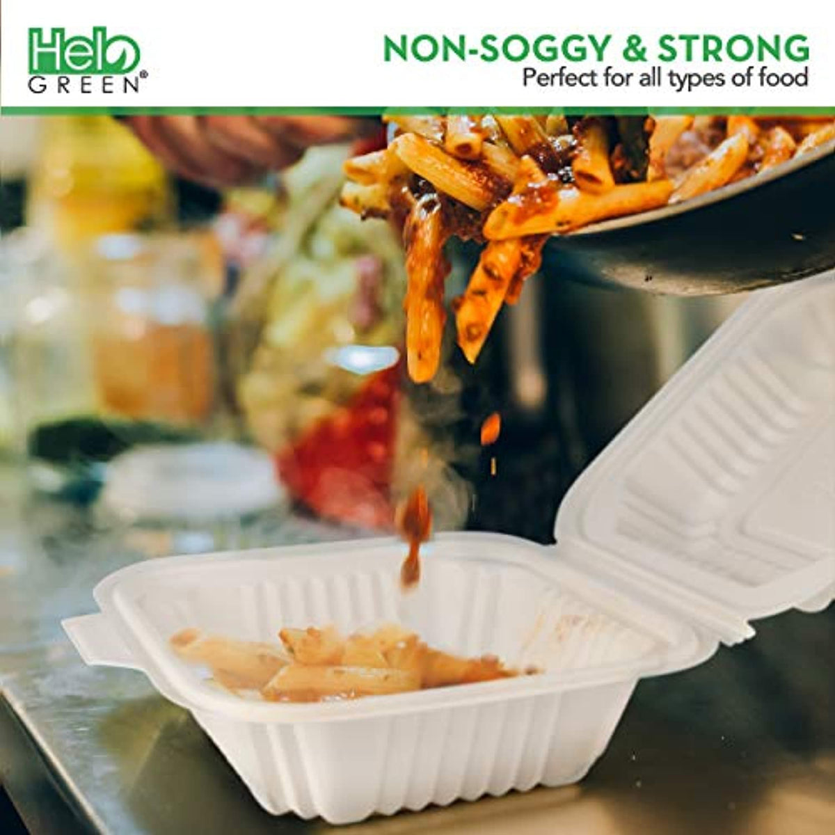 125 Count Eco Friendly Take Out Food Containers, 6" x 6", 1-Comp. - Non ...