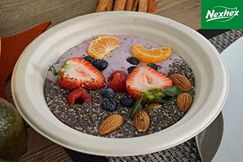 14 oz. Paper Plates Bowls 100-Pack Brown Compostable Disposable Biodeg ...