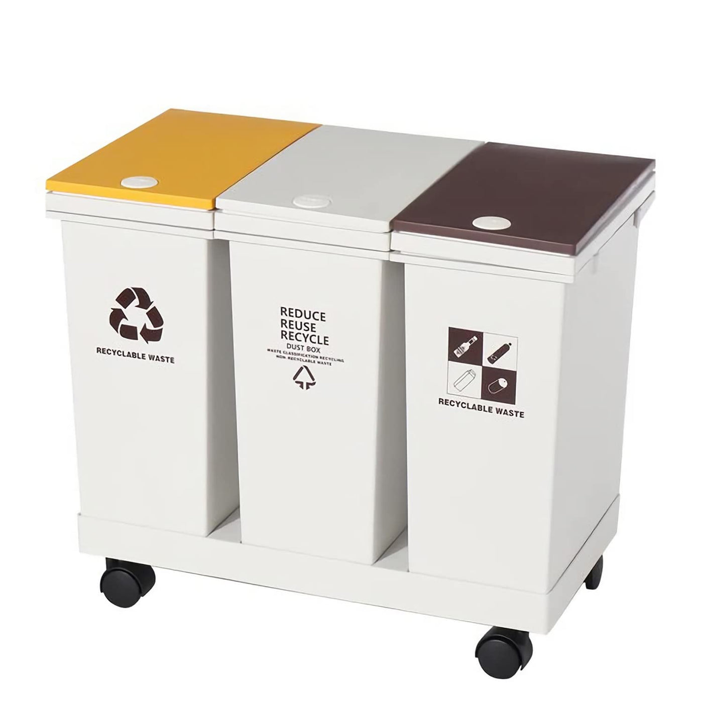 Recycle Kitchen Trash Can 20L x 3 Sorting Waste Bin with Lid Total 16 ...