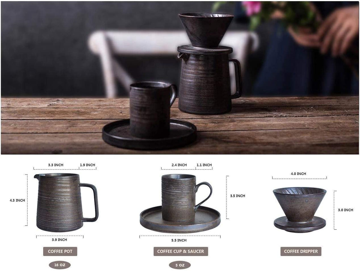 Eco-friendly Pour Over Coffee Maker Cup Set, Ceramic Coffee Brewer Drip ...