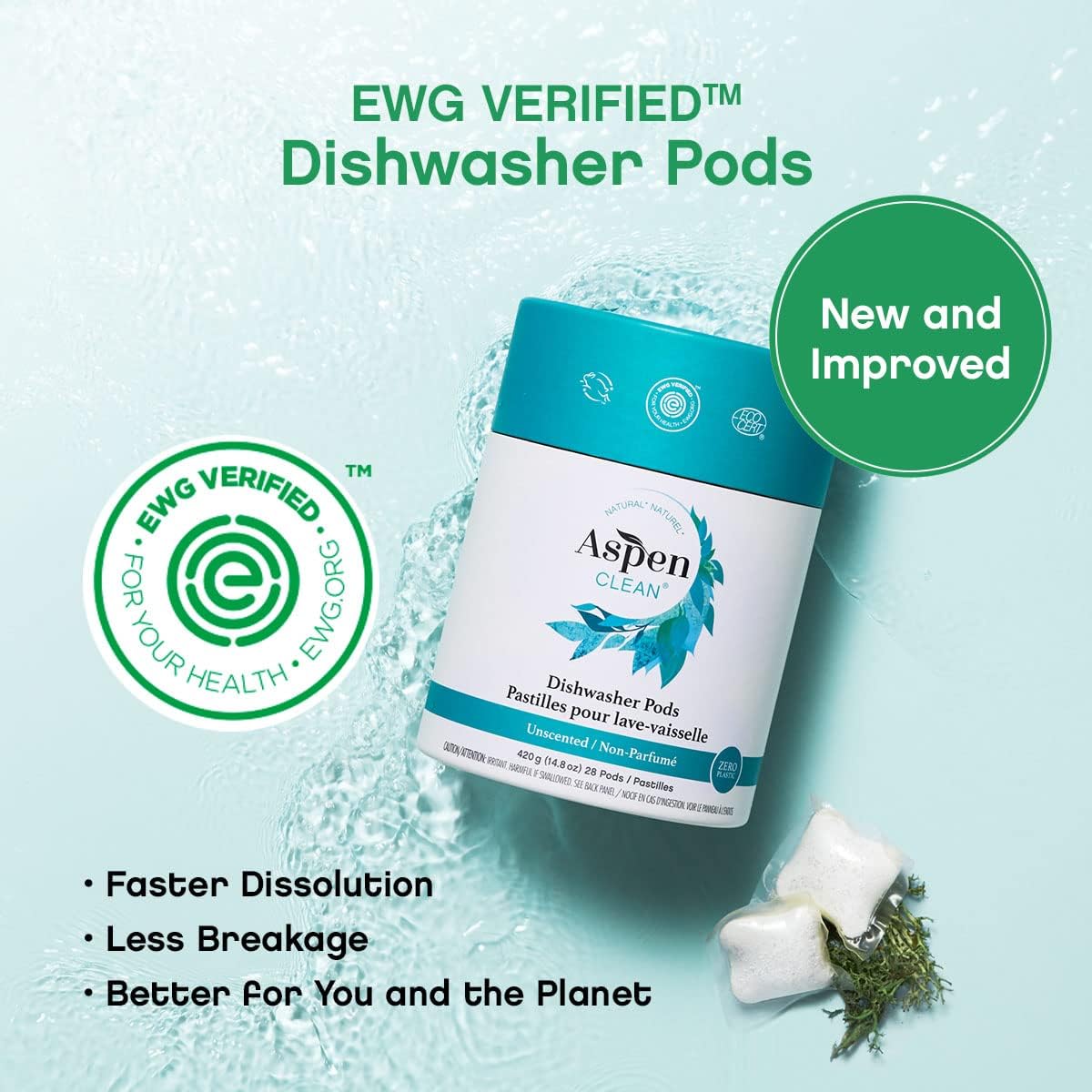 Unscented Dishwasher Pods, New and Improved Packaging, Zero Plastic ...