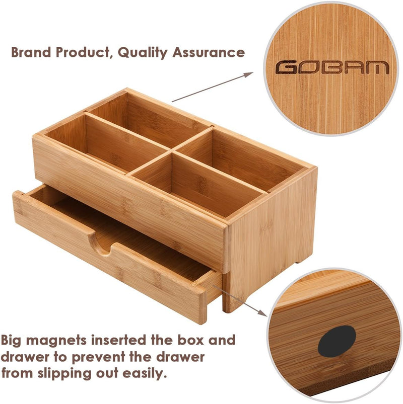 Bamboo Makeup Organizer - Cosmetic Skincare Storage Display Case for B ...