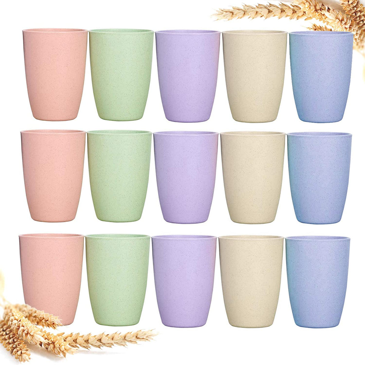 Eco-friendly Unbreakable Reusable Drinking Cup 12 OZ 15 Pack Wheat ...