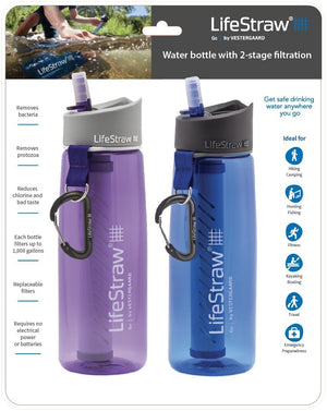 Water Filter Bottle with 2-Stage Integrated Filter Straw for Hiking, B ...