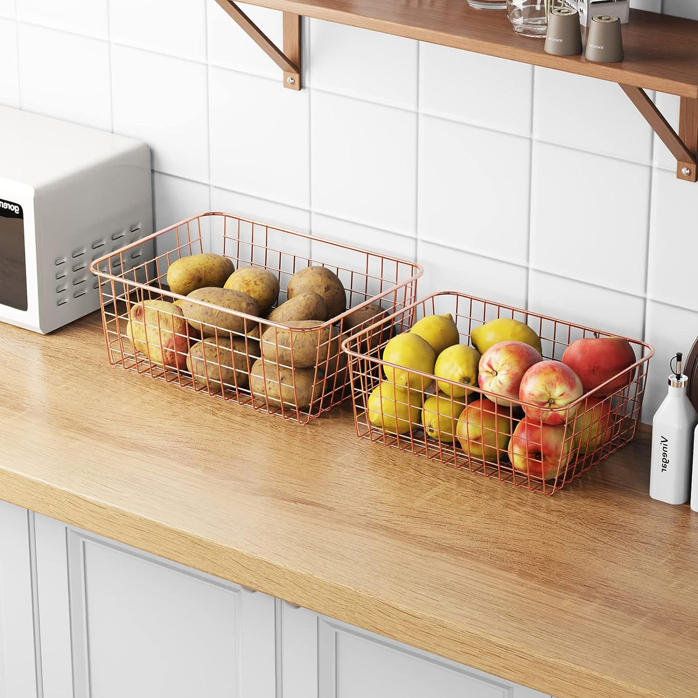 Wire Storage Baskets 4 Pack Large Metal Wire Baskets Pantry Organizati ...