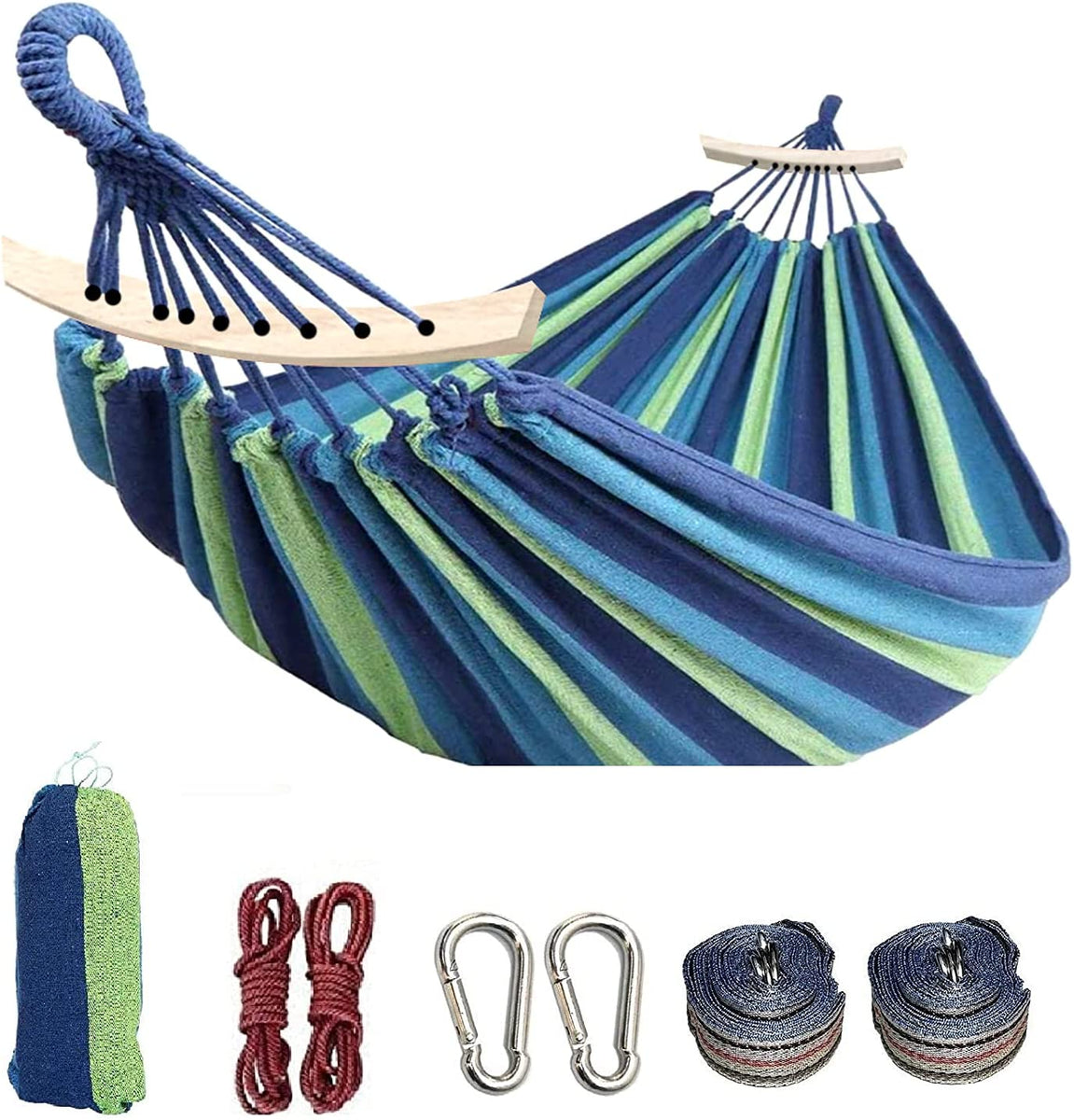 Double Hammock, 2 Person Cotton Canvas Hammock 450lbs with Carrying Bag ...