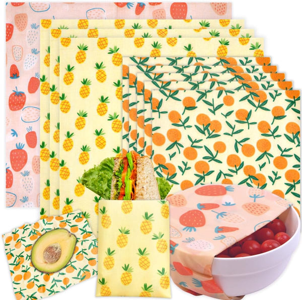 Reusable Beeswax Wrap - 9 Pack Beeswax Wraps for Food, Eco-Friendly Be ...