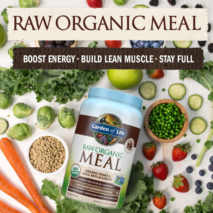 Raw Organic Meal Replacement Shakes, Chocolate Plant Based Vegan Prote ...