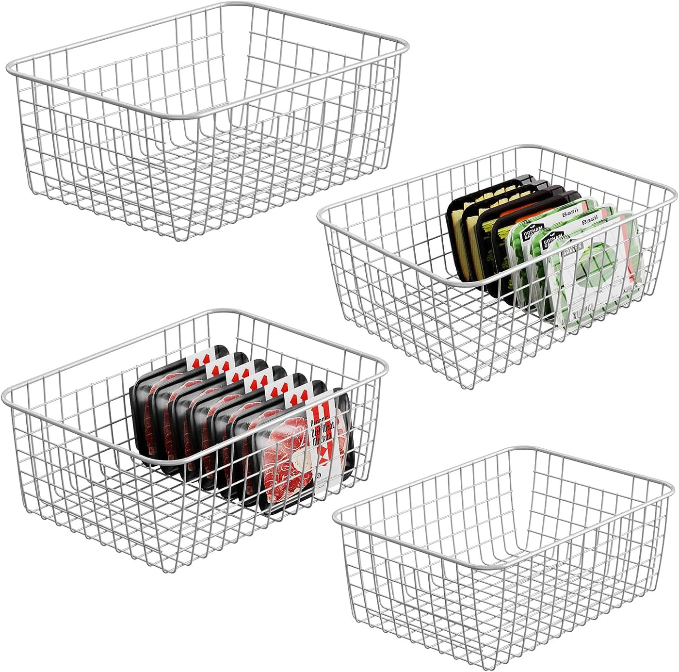 Wire Storage Baskets 4 Pack Large Metal Wire Baskets Pantry Organizati ...