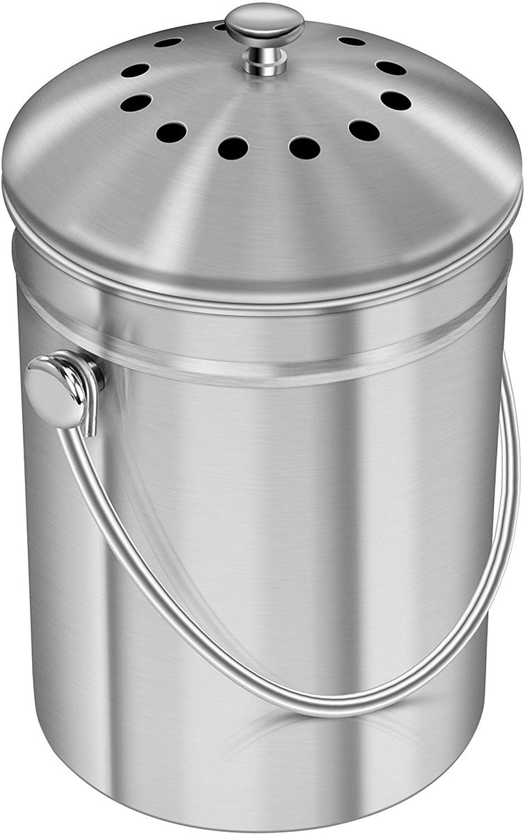 Stainless Steel Compost Bin for Kitchen Countertop | Eco Trade Company