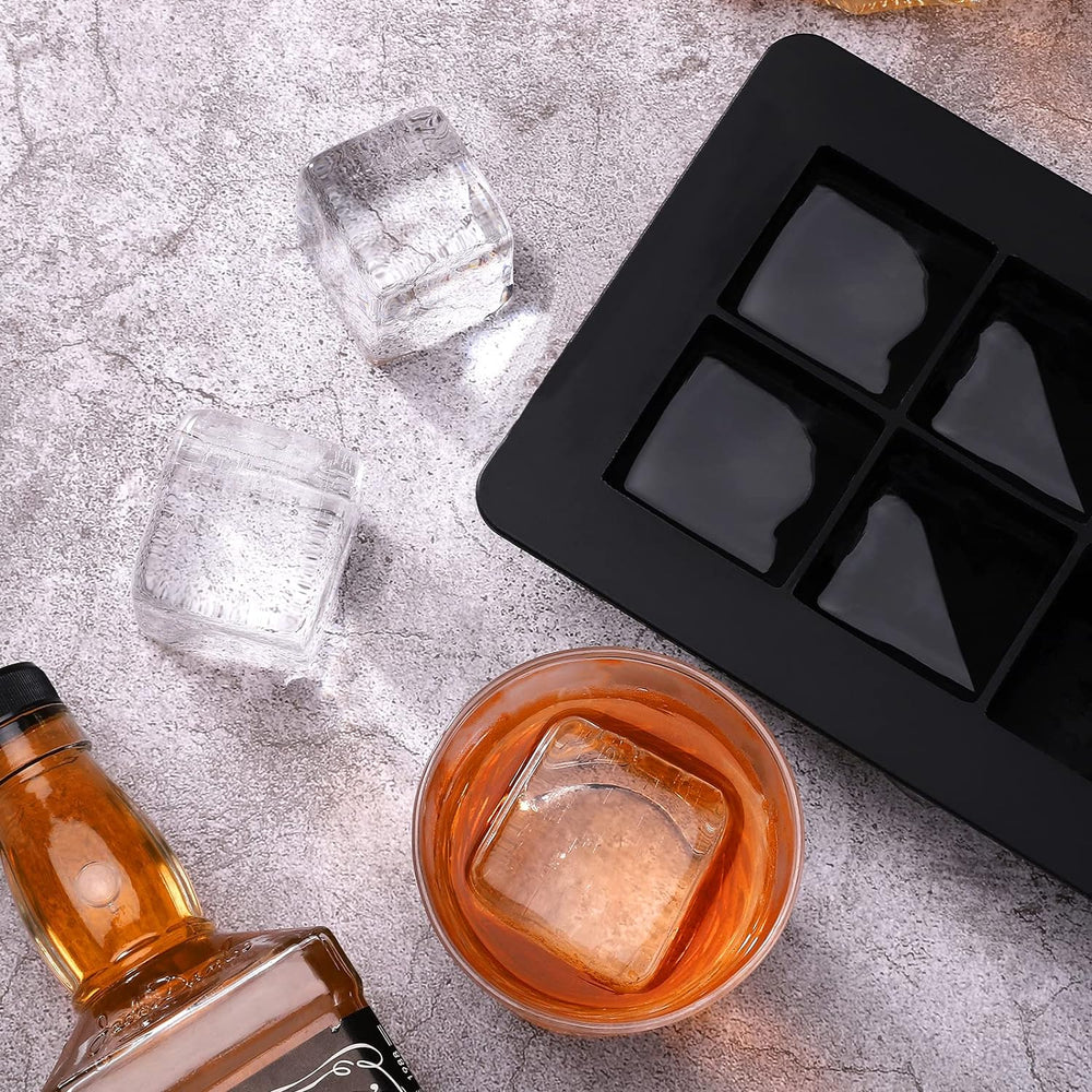 Silicone Sphere Whiskey Ice Ball Maker with Lids & Large Square Ice Cu ...