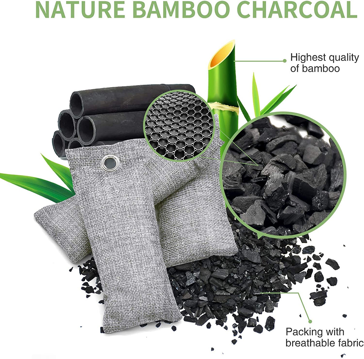 Activated Bamboo Charcoal Natural Eco Friendly for Home, Car, Closet ...