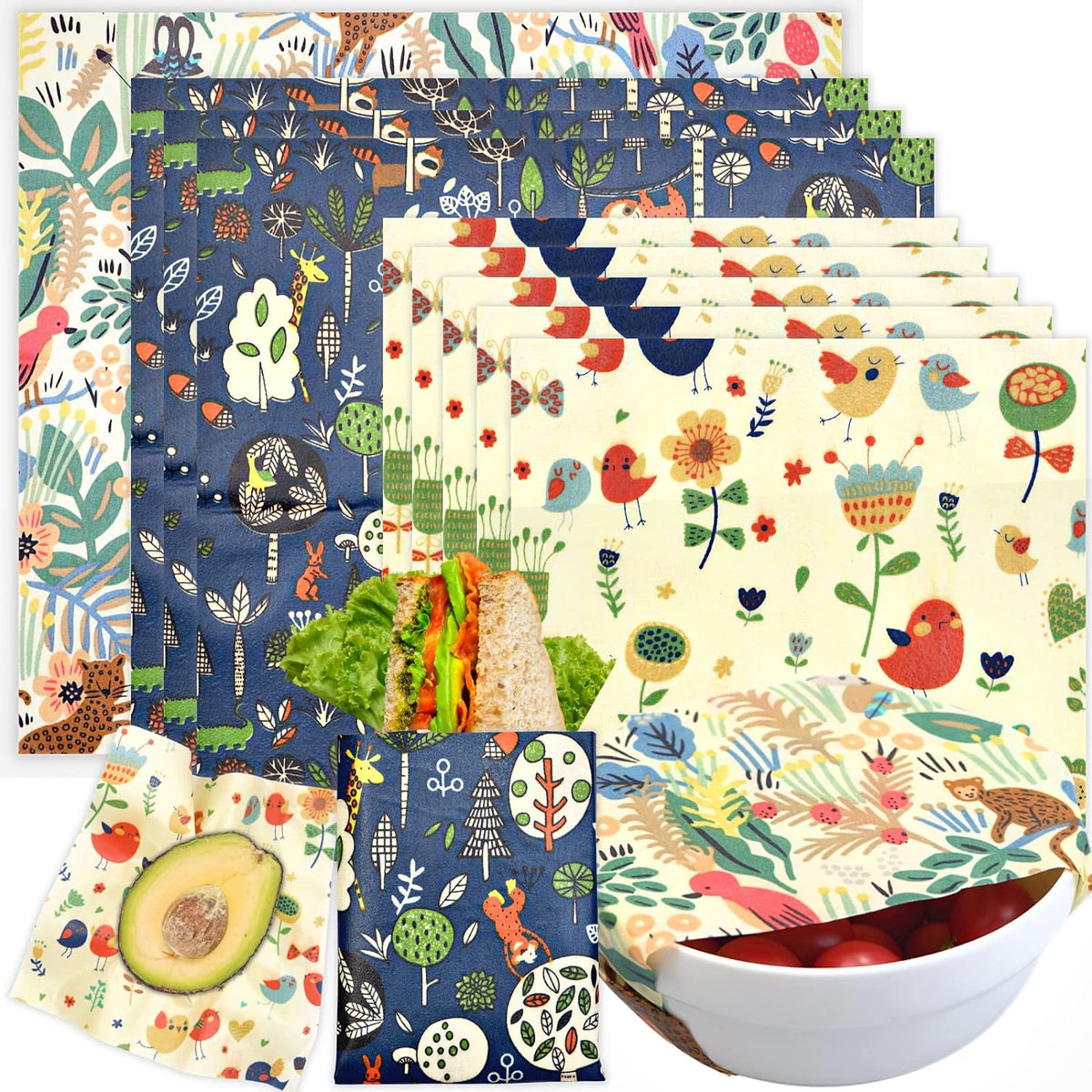 Reusable Beeswax Wrap - 9 Pack Beeswax Wraps for Food, Eco-Friendly ...