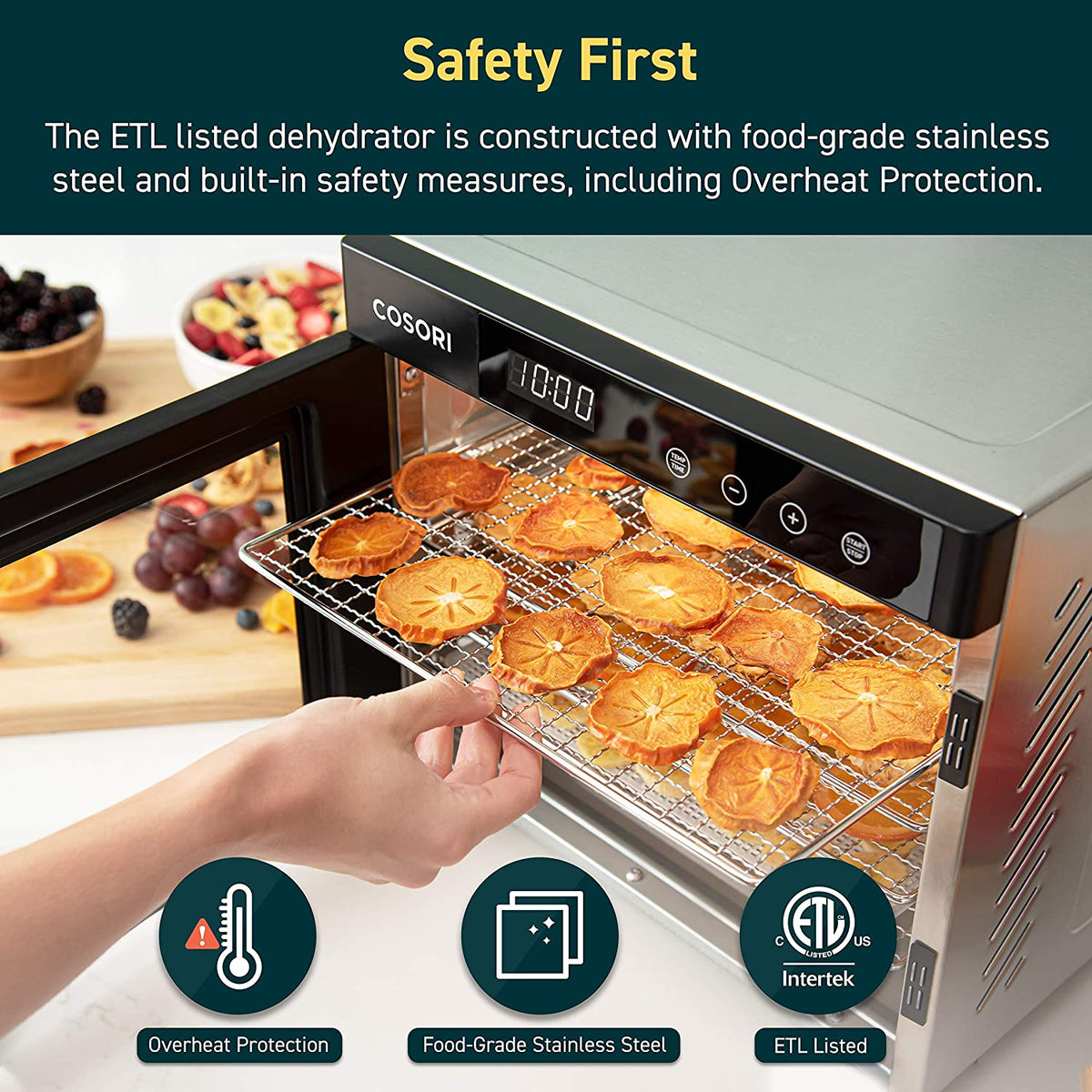 Food Dehydrator, 6 Stainless Steel Trays with Digital Timer and ...