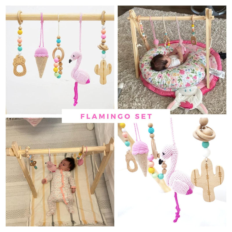 Handmade Wooden Baby Activity Center with 5 Hanging Toys: Eco-Friendly ...
